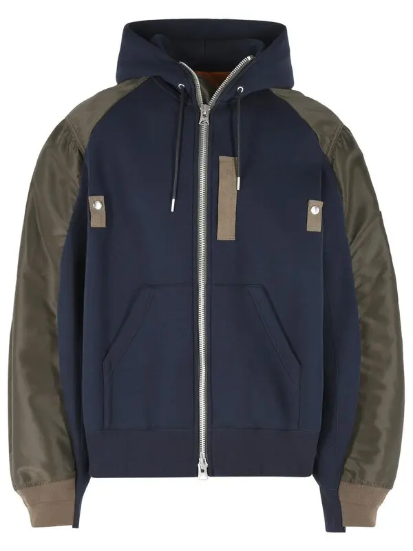 Sacai Navy Cotton And Khaki Blend Sweatshirt
