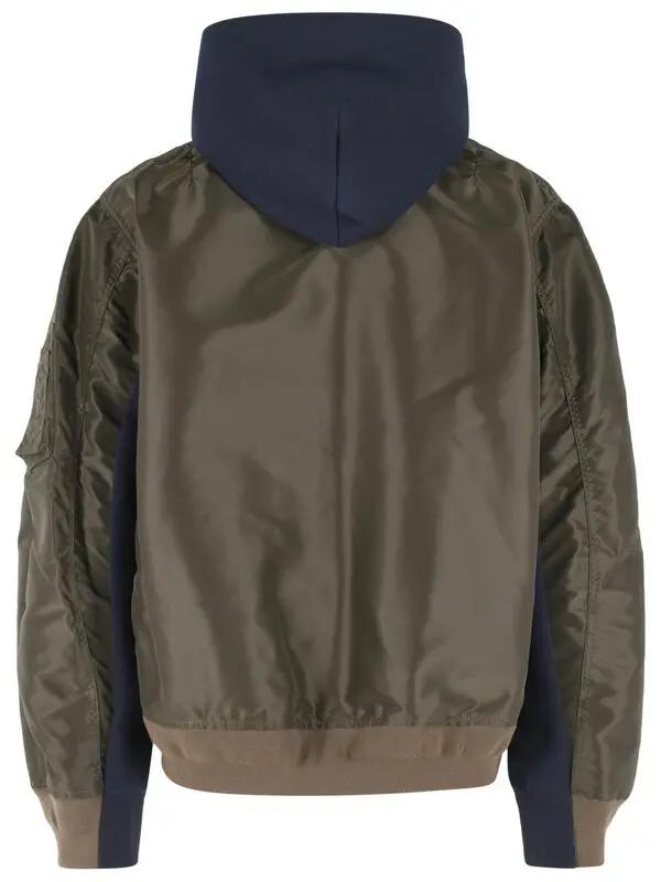 Sacai Navy Cotton And Khaki Blend Sweatshirt