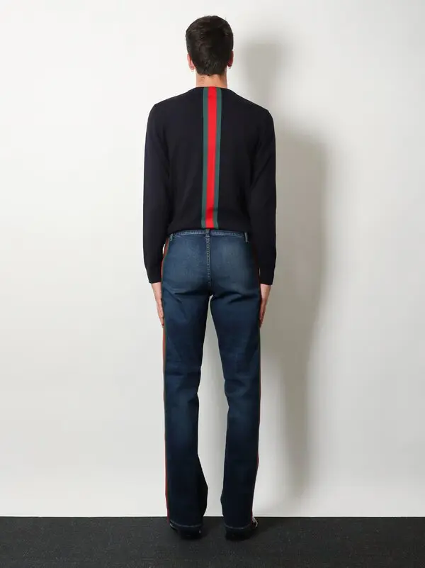 Gucci Denim Jeans With Nastro Web Profiles