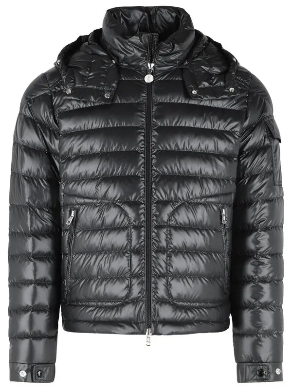 Moncler Lauros' Short Hooded Down Jacket In Polyester - Black