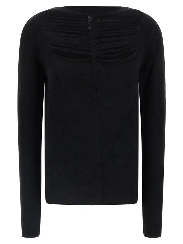 Rick Owens Wool Blend Cut-out Top - Black