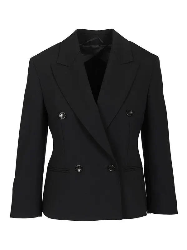 Max Mara Wool Canvas Crop Blazer - Blue