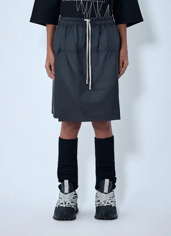 Moncler Rick Owens Drawstring Midi Kilt Shorts - Black