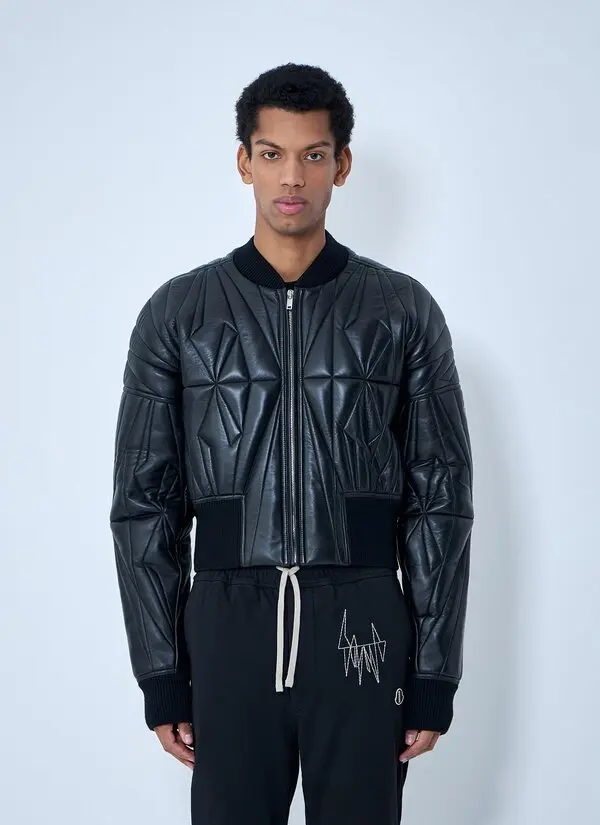 Moncler Rick Owens Geocamo Cropped Quilted Bomber Jacket