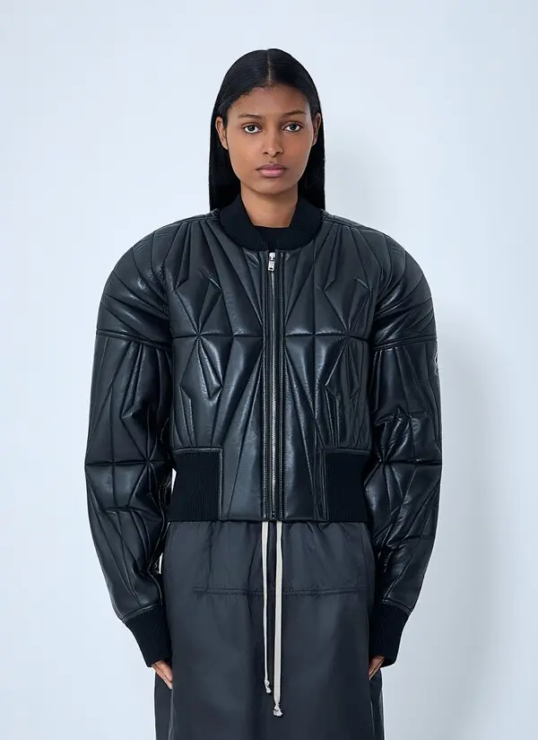 Moncler Rick Owens Geocamo Cropped Quilted Bomber Jacket