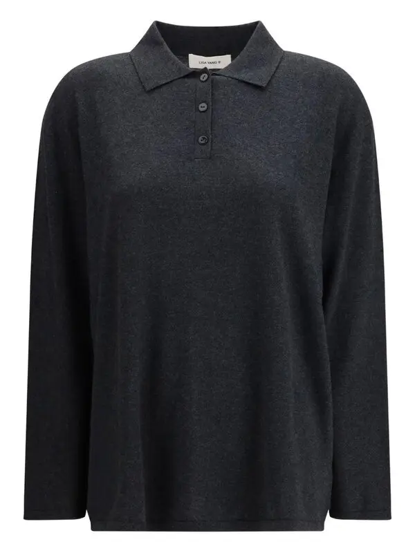 LISA YANG Caisa Cotton And Cashmere Polo Sweater - Blue