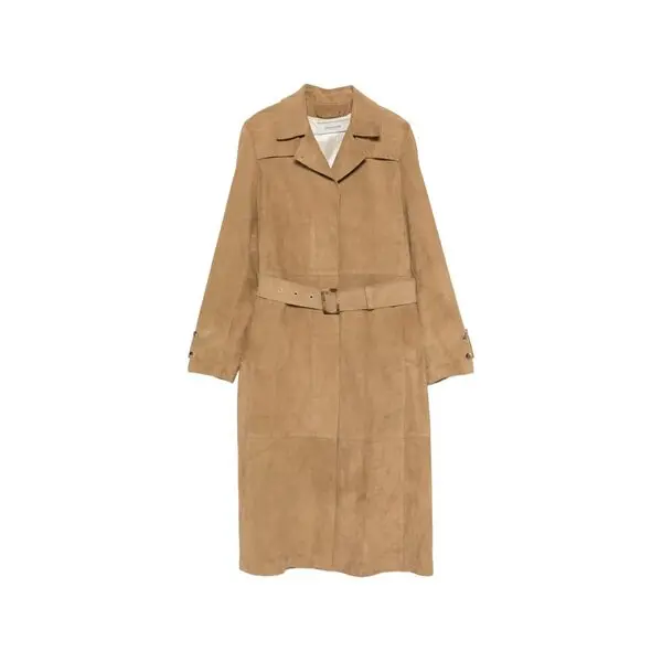 GOLDEN GOOSE Neutrals Coats Leather Coats - Cream