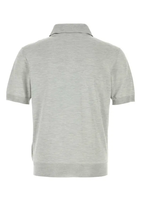 Prada Grey Silk Polo Shirt