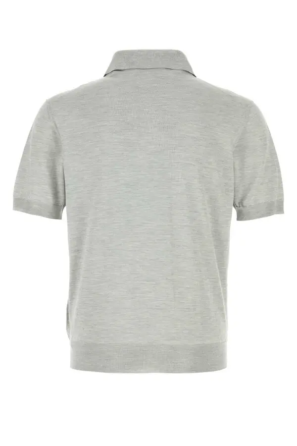 Prada Grey Silk Polo Shirt - Gray