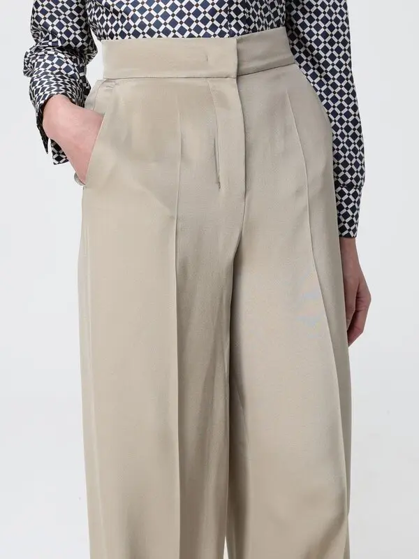 Max Mara Solid Wide Leg Trousers - Cream