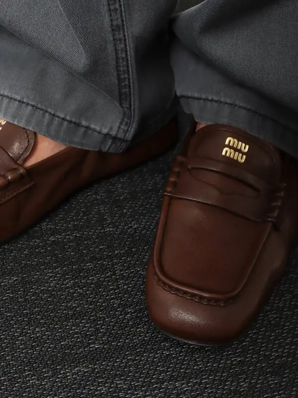 Miu Miu Ruches Leather Loafers - Multicolor