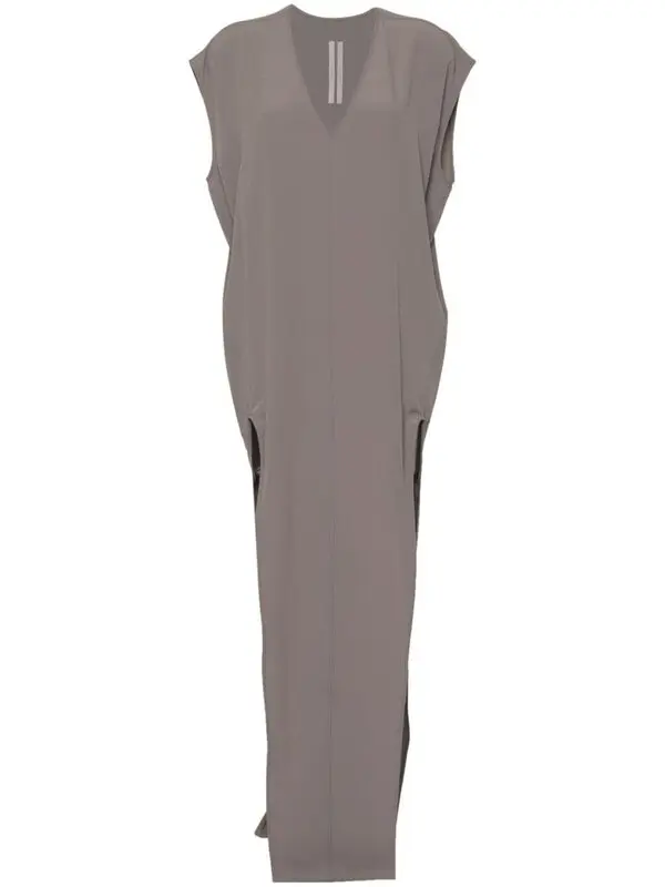 Rick Owens Silk Jersey Long Dress - Gray
