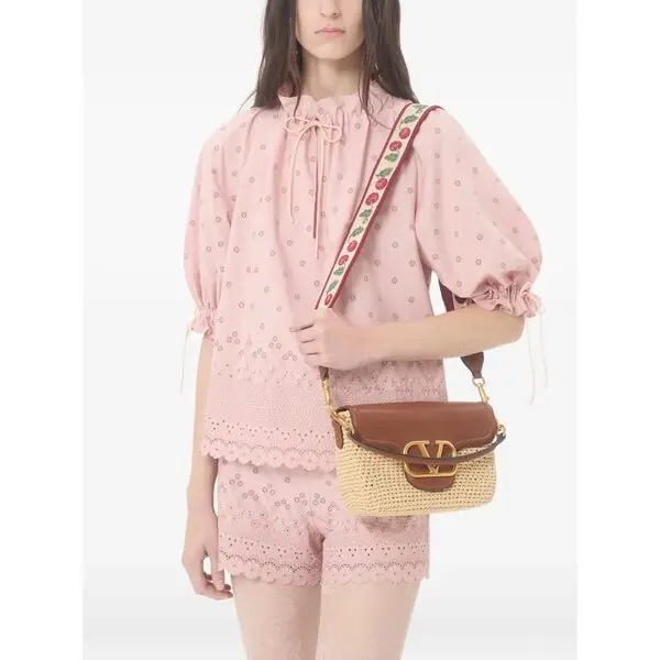 Valentino Garavani Raffia Shoulder Bag - Cream