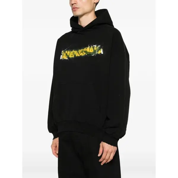 Balenciaga Graphic Print Hoodie - Black