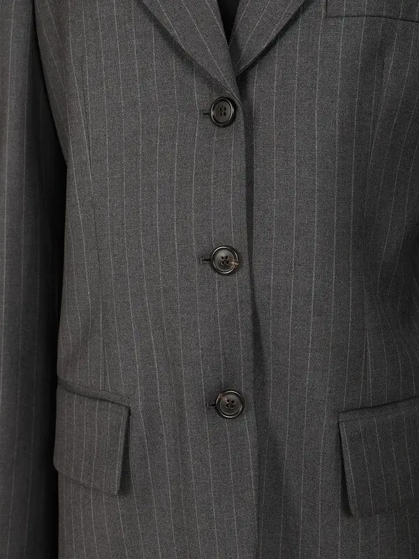 Miu Miu Striped Wool Blazer - Gray