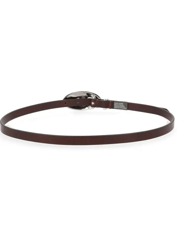 DIESEL® B-rop Leather Belt With Logo - Brown