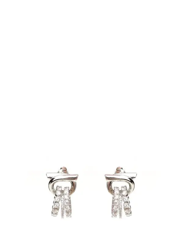 FERRAGAMO Gancini Earrings With Crystals - Silver