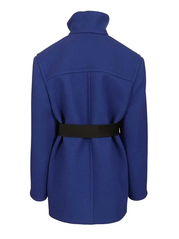 Saint Laurent Short Coat With Belt - Blue