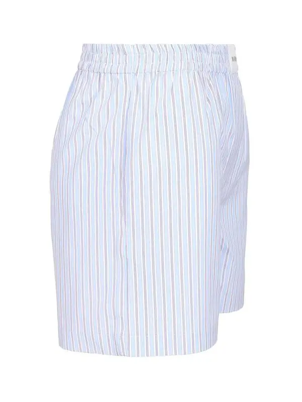 Attico Striped Cotton Shorts - Blue