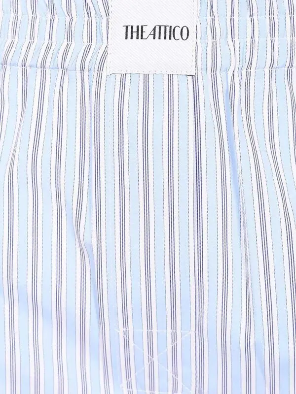 Attico Striped Cotton Shorts - Blue