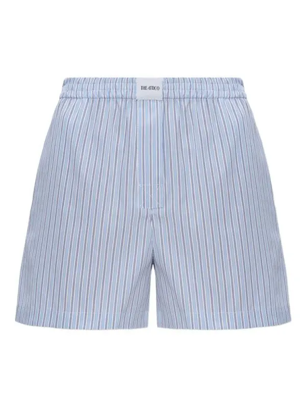 Attico Striped Cotton Shorts - Blue