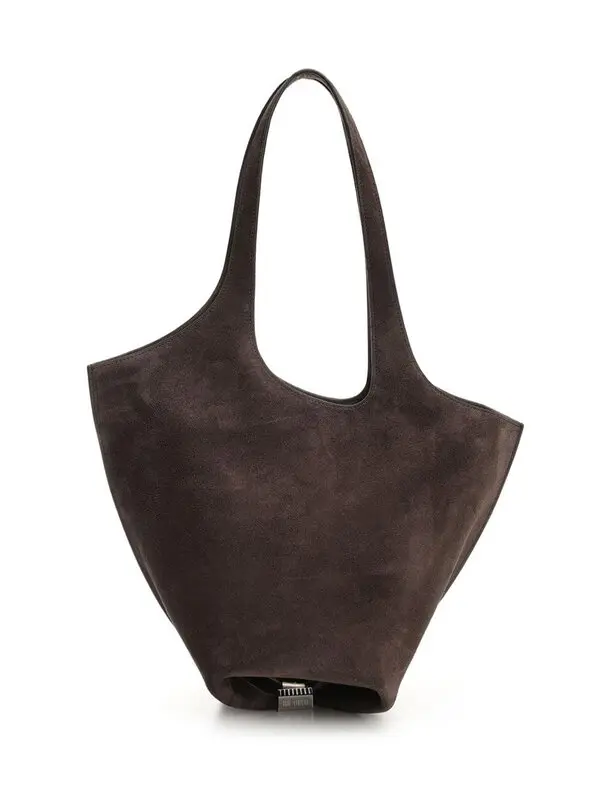 Attico La Scoop Medium Suede Shoulder Bag - Brown