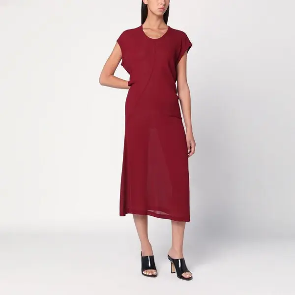 6397 S-curve Viscose Chiffon Midi Dress - Red