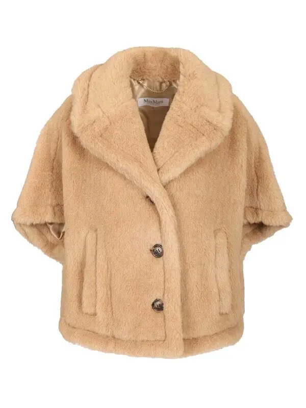 Max Mara Corvino Cape In Alpaca And Cashmere - Cream