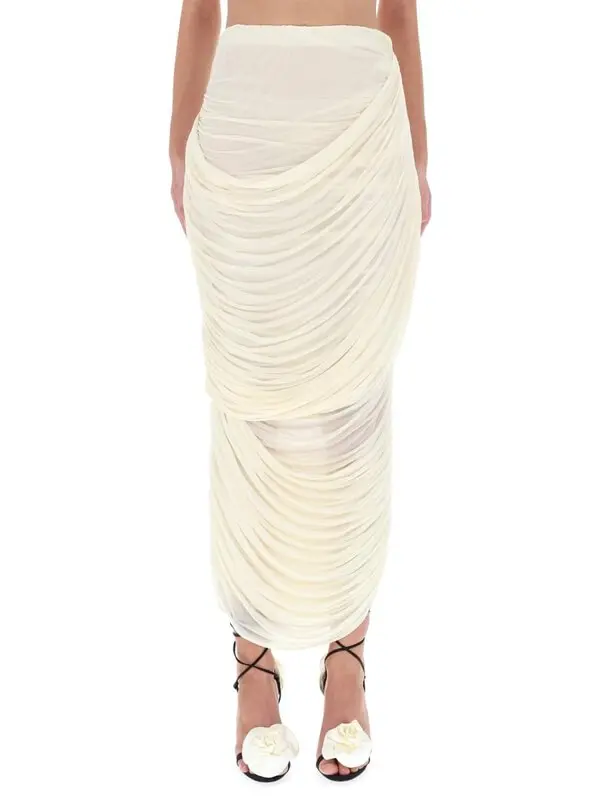 Magda Butrym Draped Midi Skirt - Cream
