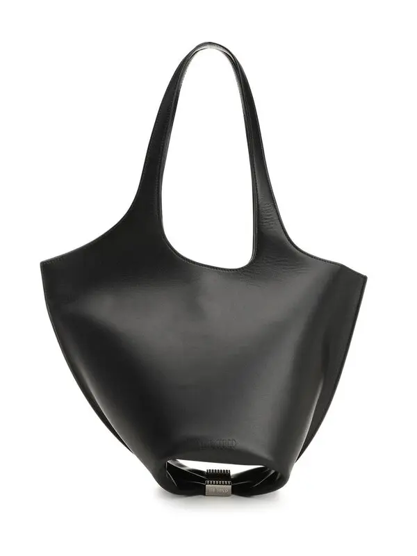 Attico La Scoop Leather Shoulder Bag - Black