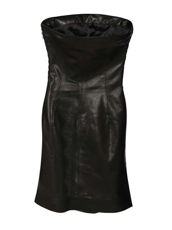 Amiri Draped Lambskin Mini Dress