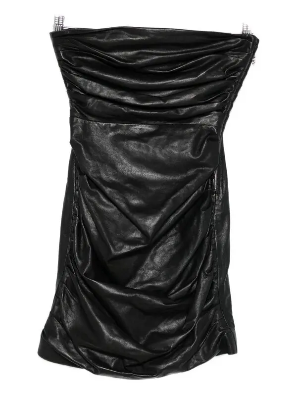 Amiri Draped Lambskin Mini Dress