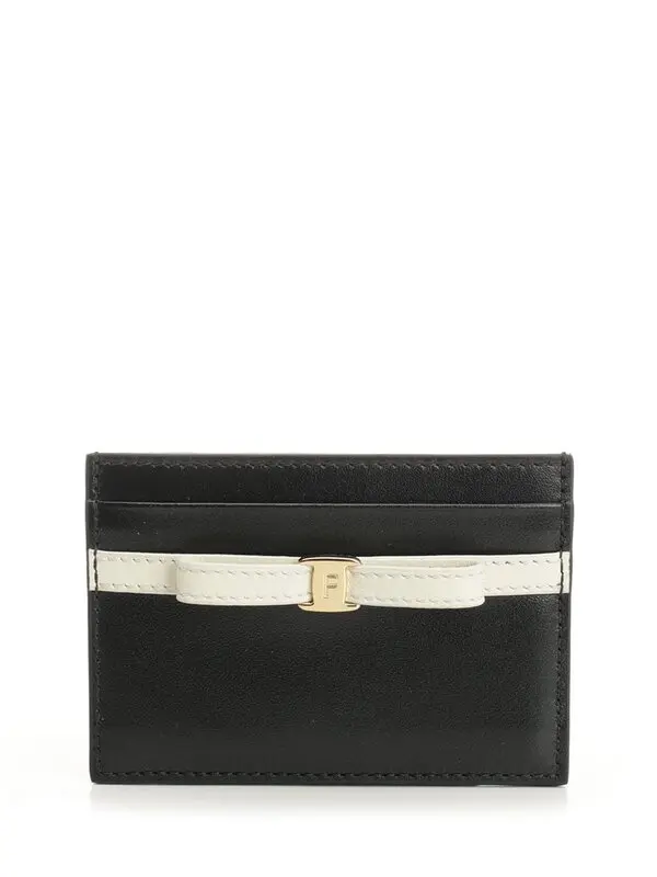 FERRAGAMO Leather Card Holder - Black