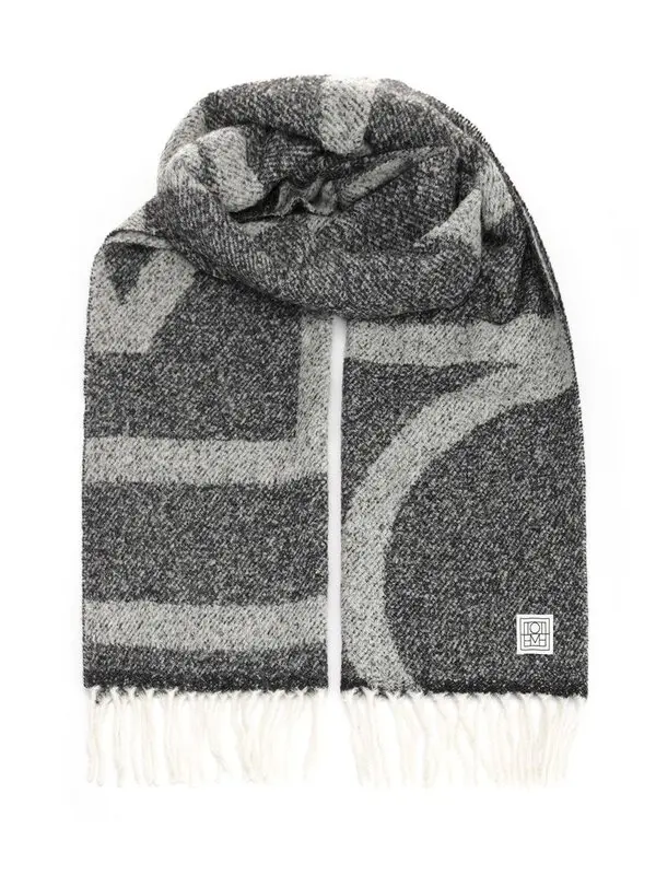 TOTEME Monogram Jacquard Scarf - Black