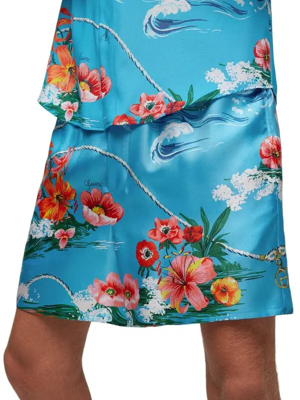 Gucci Printed Silk Twill Shorts - Multicolor