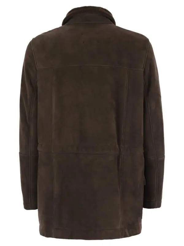 Brunello Cucinelli Tone-on-tone Suede Shearling Coat