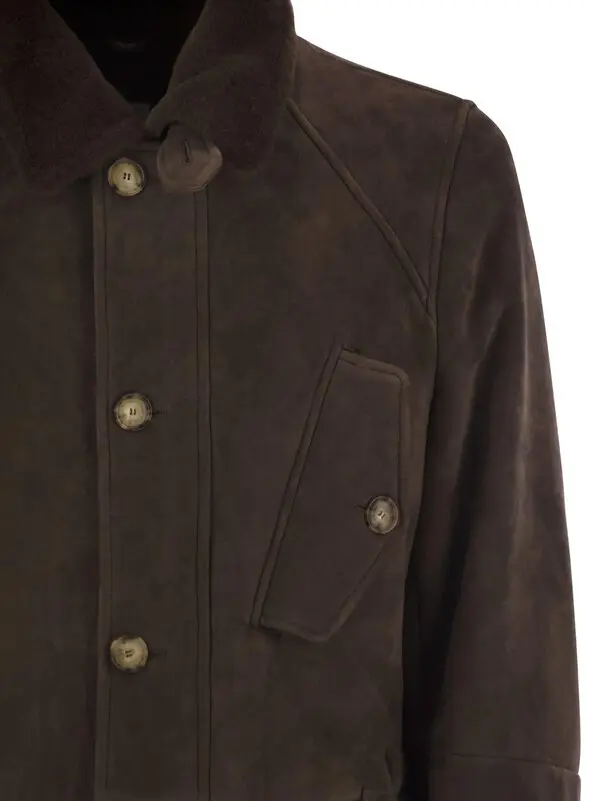 Brunello Cucinelli Tone-on-tone Suede Shearling Coat