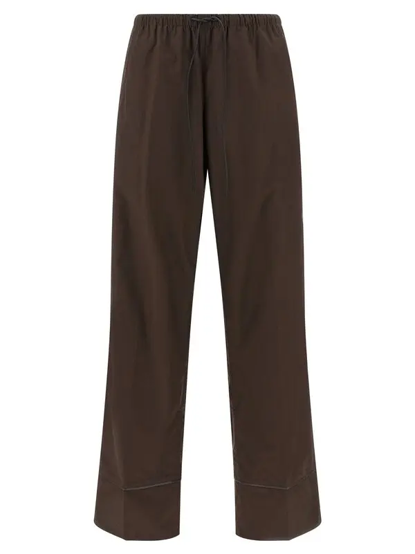 YVES SALOMON Leather Insert Pants - Brown