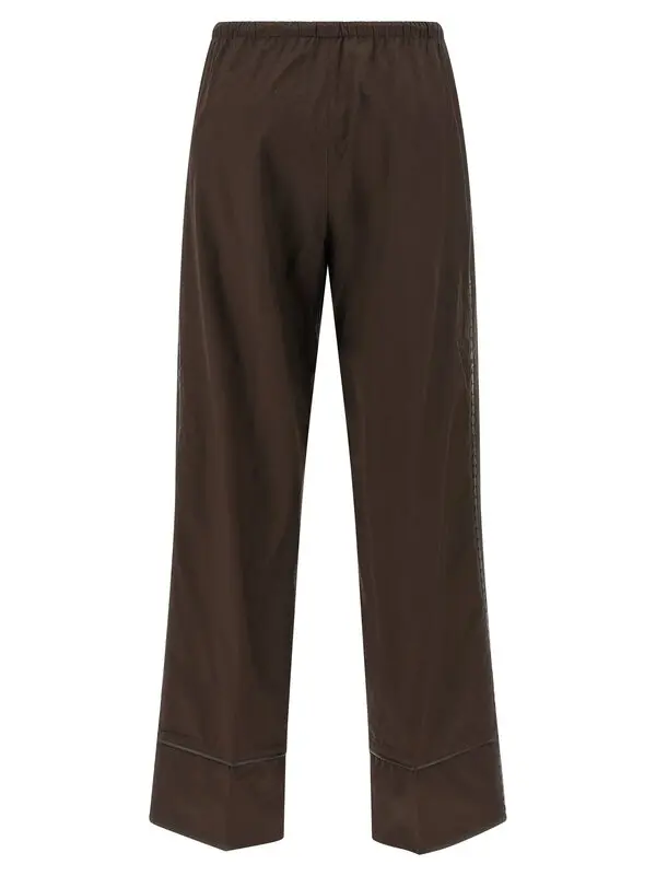 YVES SALOMON Leather Insert Pants - Brown