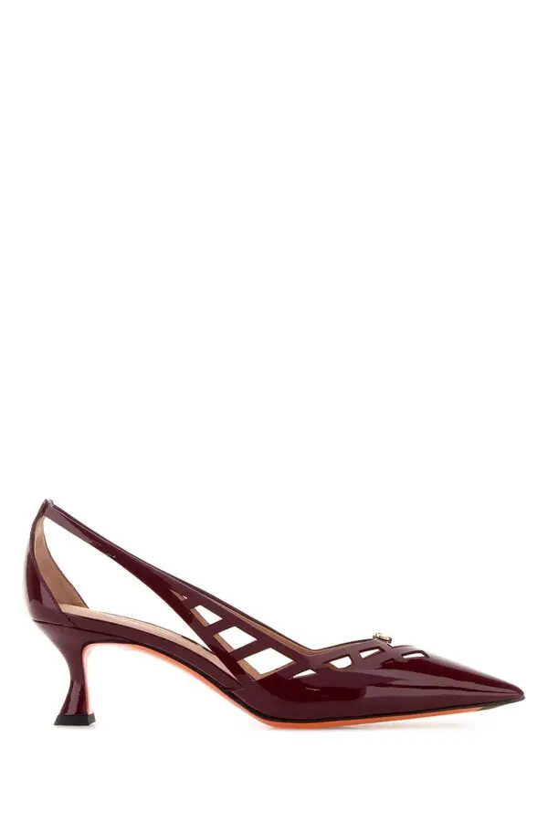 Santoni Burgundy Leather Stella Pumps - Red