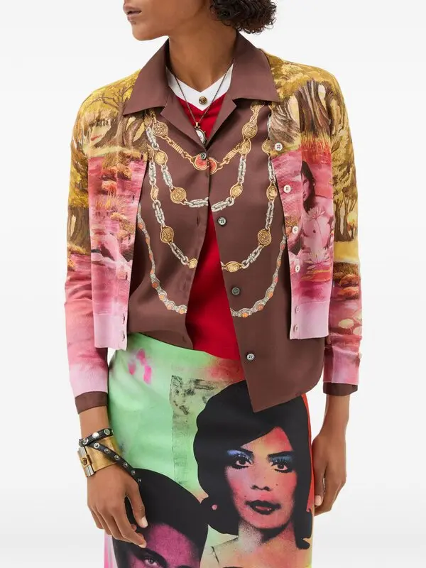 Versace Printed Silk Cardigan
