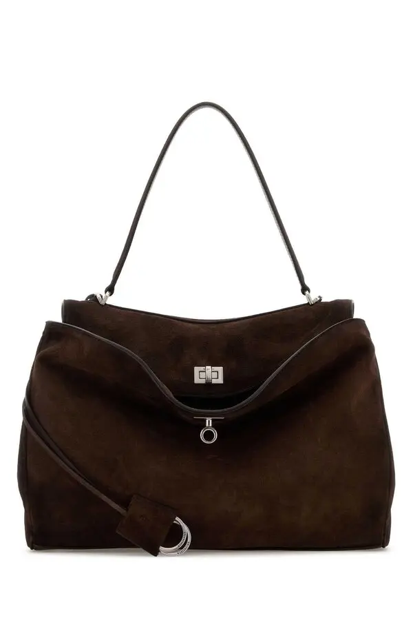 Balenciaga Dark Suede Medium Rodeo Handbag - Brown