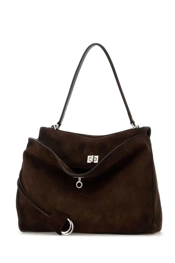 Balenciaga Dark Suede Medium Rodeo Handbag - Brown