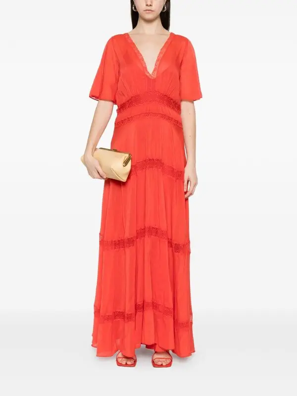 FORTE_FORTE Cotton And Silk V-necked Dress - Multicolor