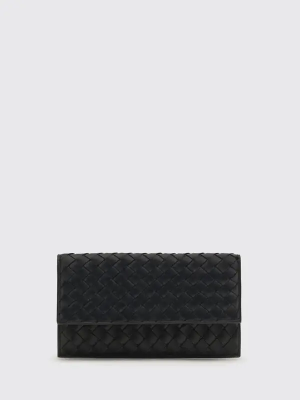 Bottega Veneta Bifold Zipped Wallet In Intrecciato Lambskin Leather - Black