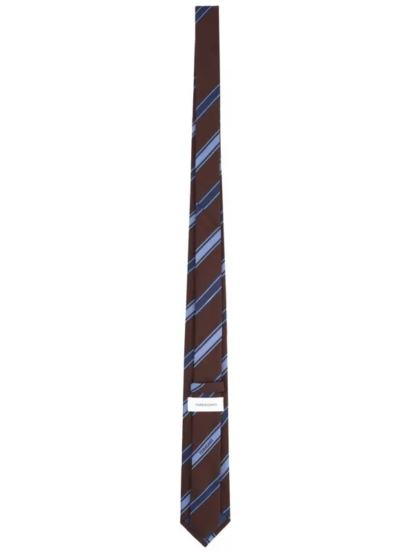 FERRAGAMO Silk Blend Neck Tie - Brown