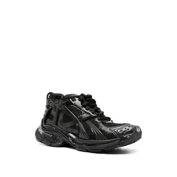 Balenciaga Paneled Lace-up Low-tops - Black