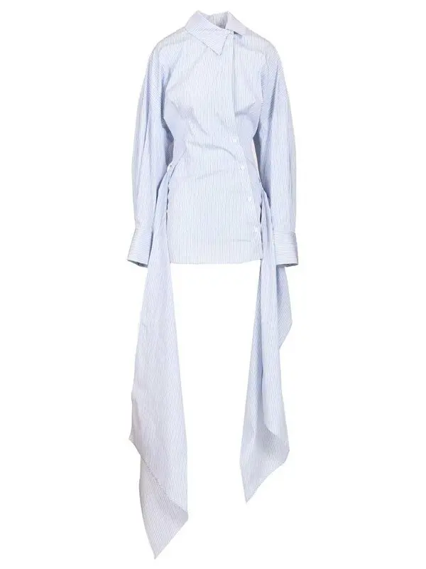 Attico Striped Cotton Mini Dress - Blue