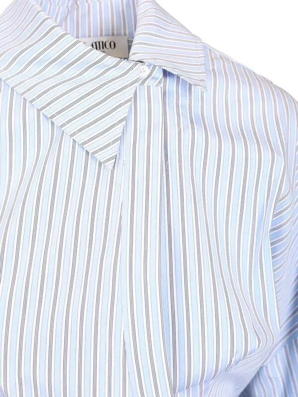 Attico Striped Cotton Mini Dress - Blue