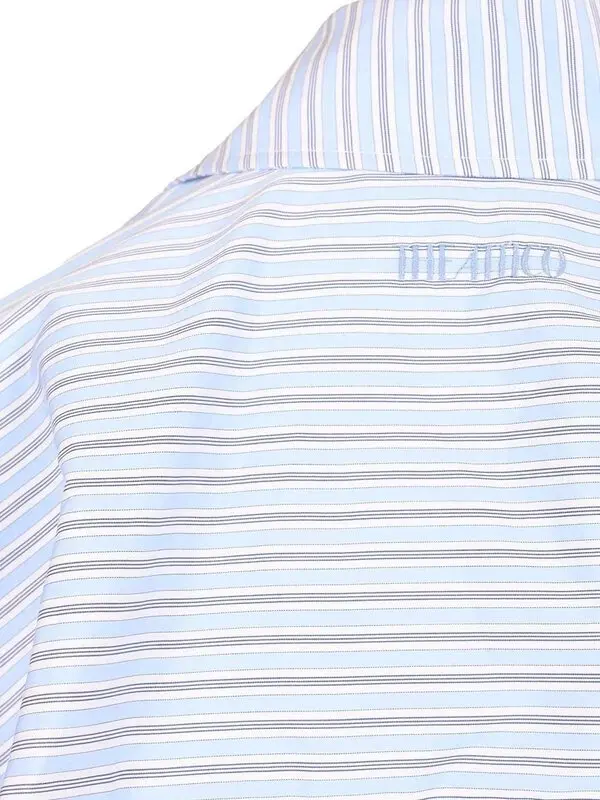 Attico Striped Cotton Mini Dress - Blue